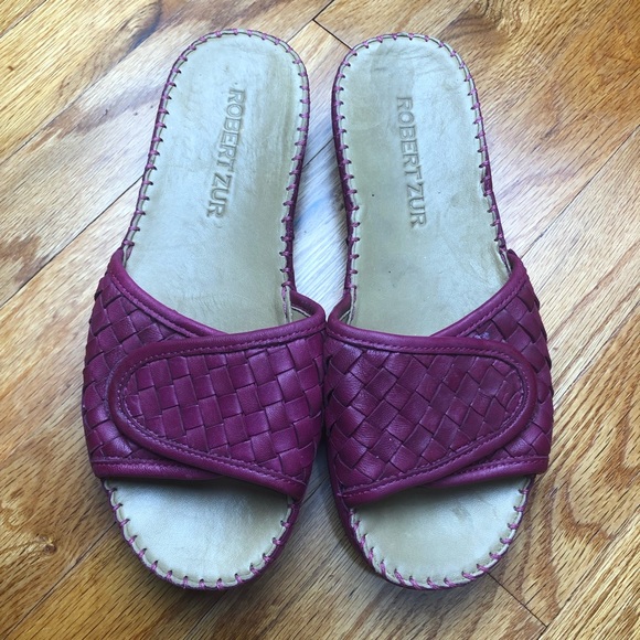 Robert Zur | Shoes | Robert Zur Pink Slide On Sandals Woven | Poshmark